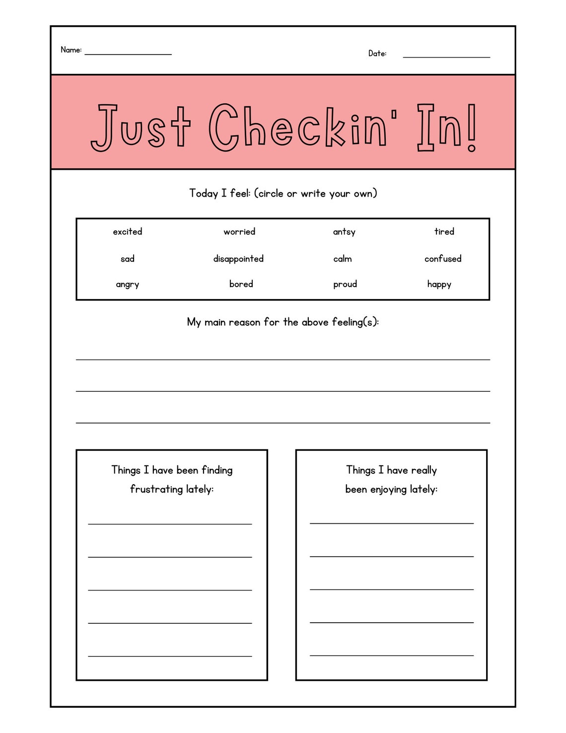 Student Wellbeing Check-in & Reflection Bundle (visuals, Emojis ...