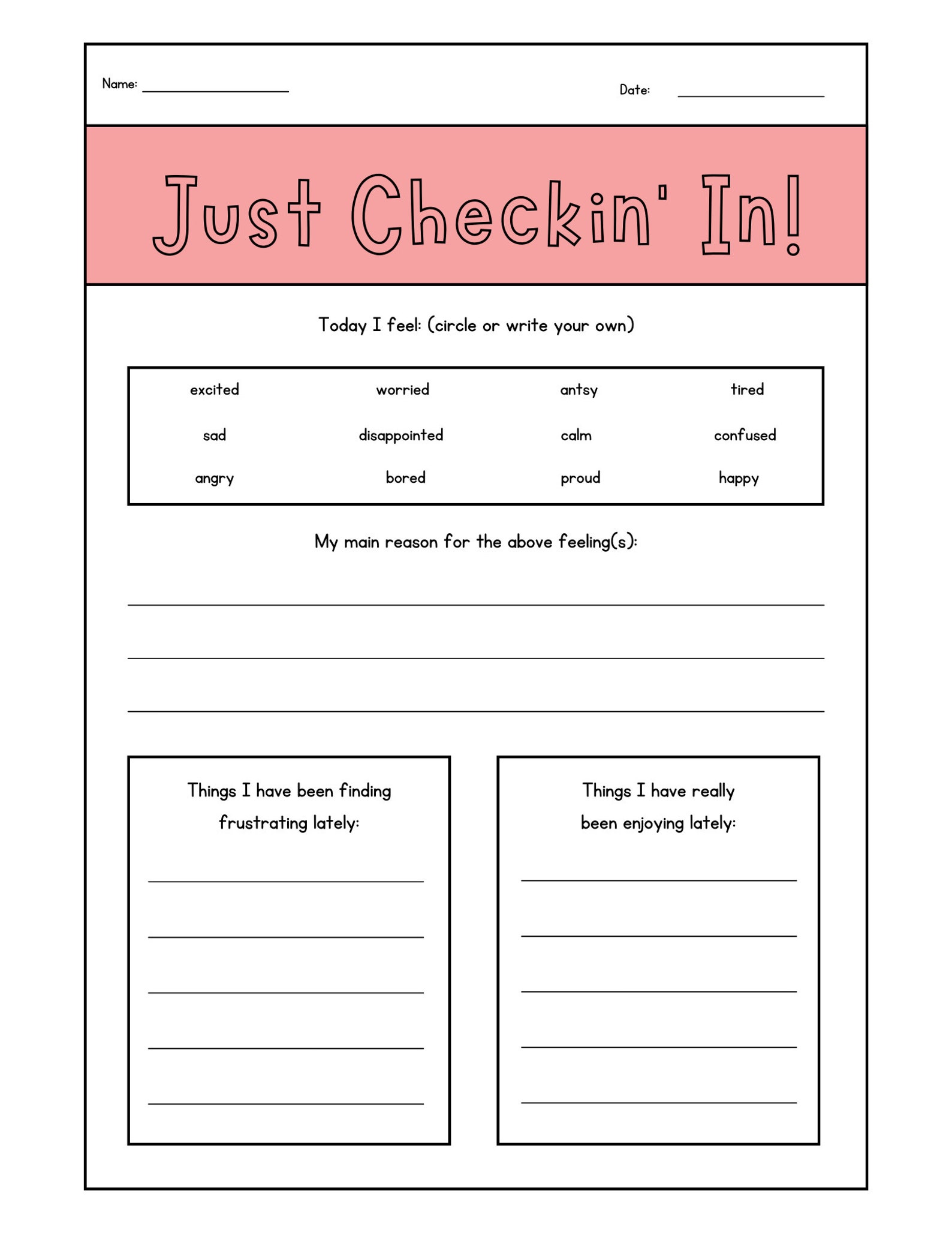 Student Wellbeing Check-in & Reflection Bundle (visuals, Emojis ...