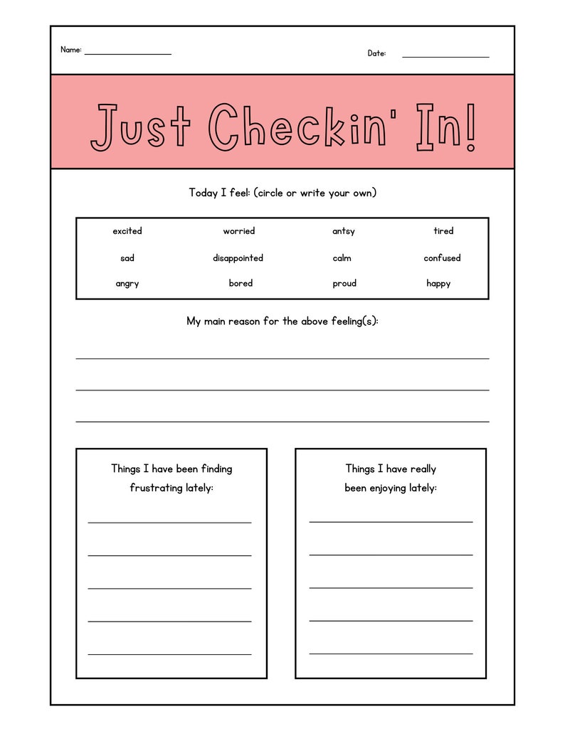 Student Wellbeing Check-in & Reflection Bundle (visuals, Emojis ...