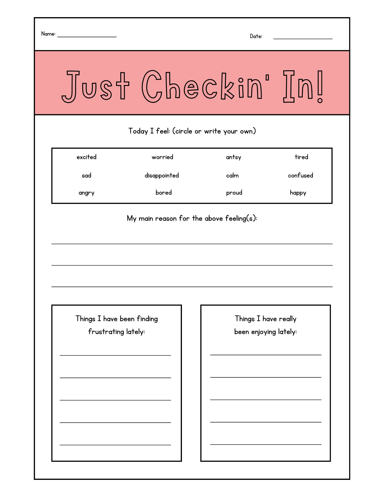 Student Wellbeing Check-in & Reflection Bundle (visuals, Emojis ...