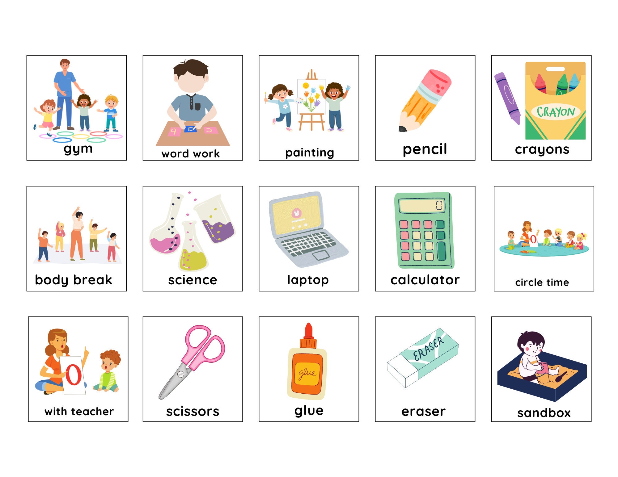 Visual Schedule and Communication Cards Bundle (choice Board, First ...