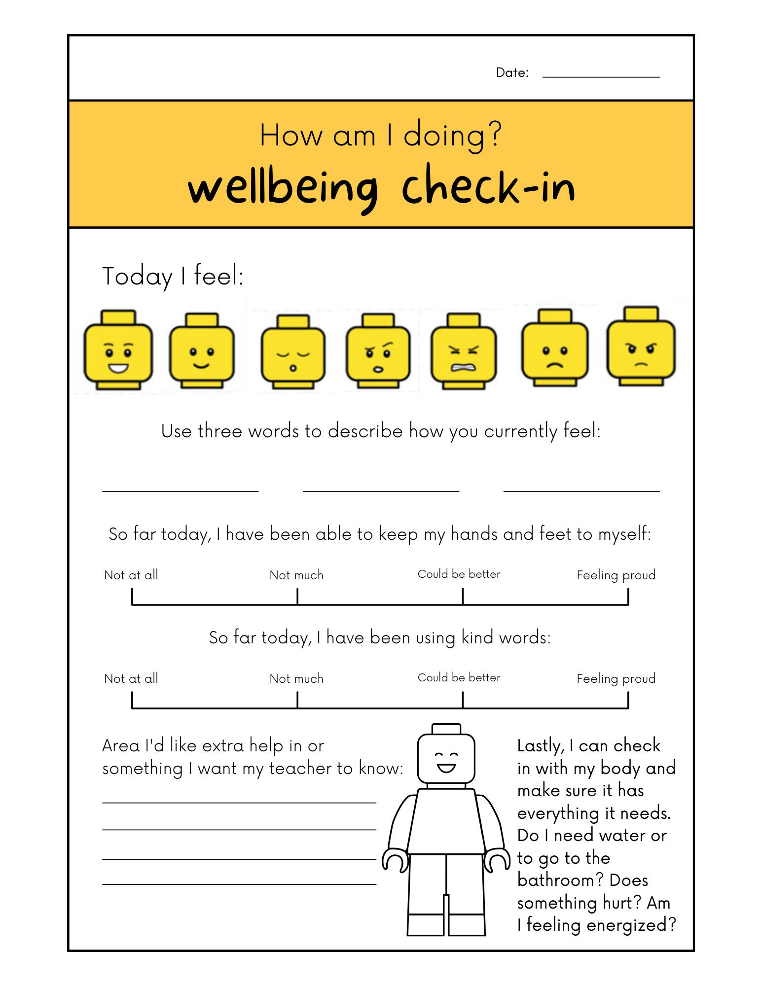 Student Wellbeing Check-in & Reflection Bundle (visuals, Emojis ...