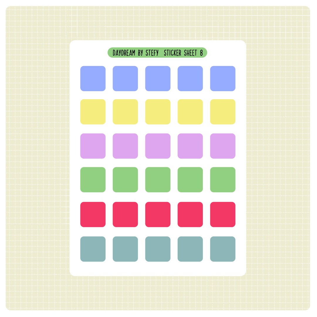 Sticker Sheet Squares Planner Stickers, Bujo Stickers, Reading Journal ...