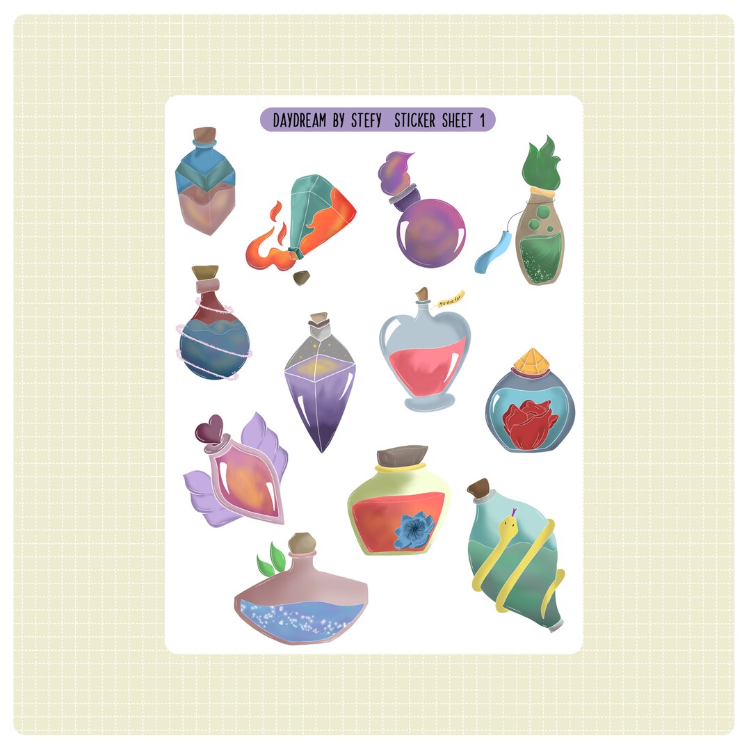 Sticker Sheet Potions Planner Stickers, Bujo Stickers, Reading Journal ...