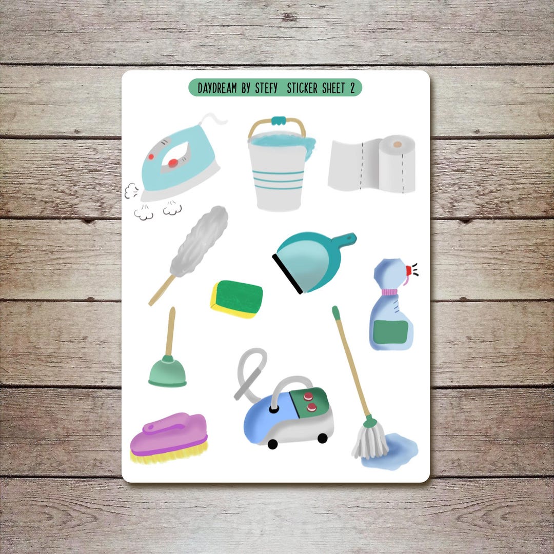 Sticker Sheet - Cleaning Time | Planner Stickers, Bujo Stickers ...