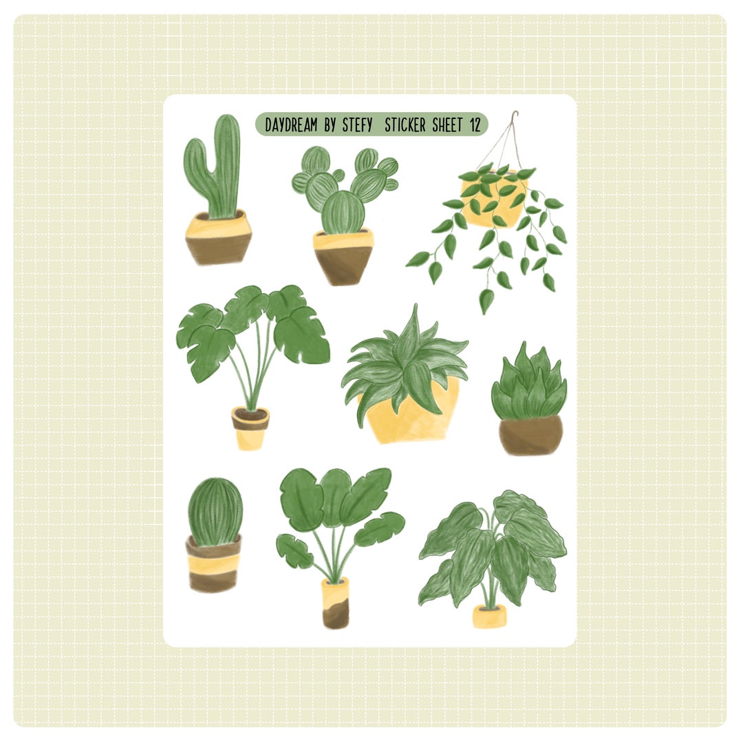 Sticker Sheet - Plants and Cacti | Planner Stickers, Bujo Stickers ...