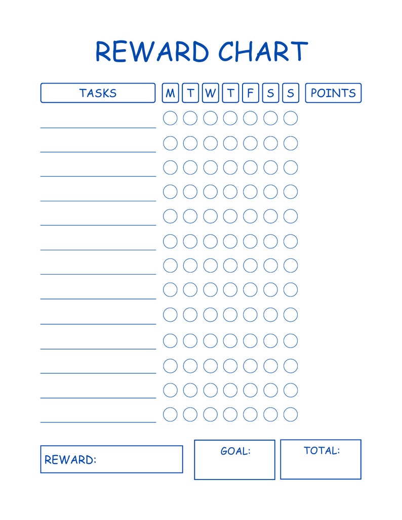 Kids Reward Chart Blue - Etsy