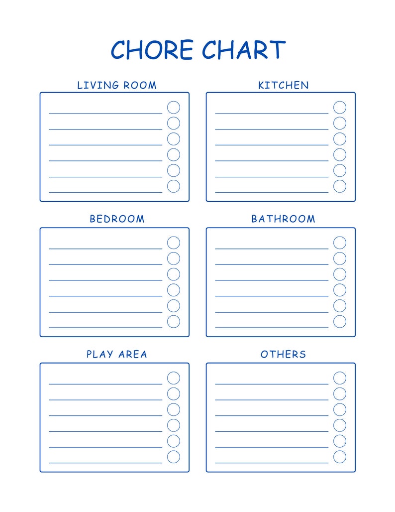Kids Chore Chart Blue - Etsy