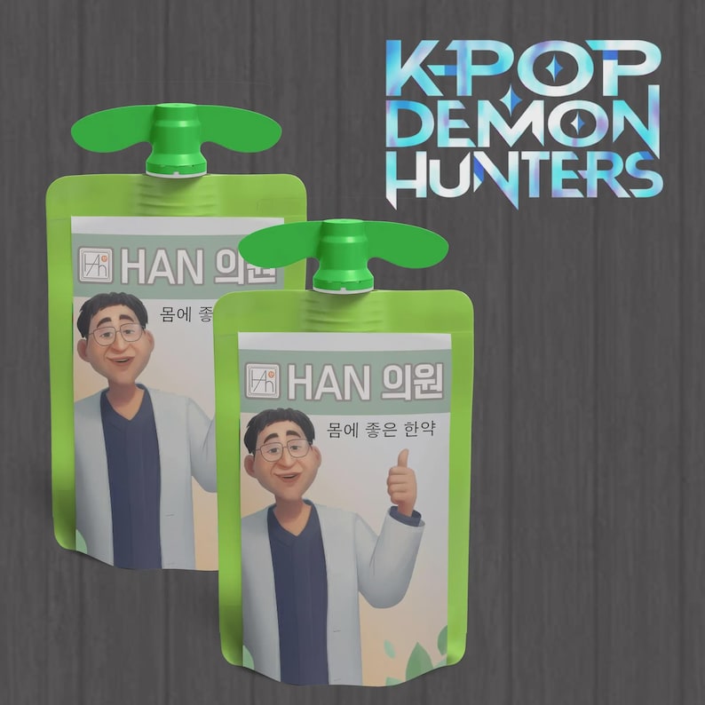 Printed Kkpop Demon Hunters Dr Han Gogo Squeez Pouch Vinyl Labels ...