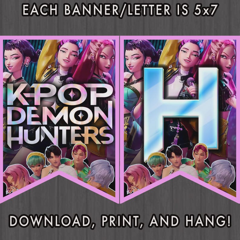 Kpop Demon Hunters Happy Birthday Banner Digital Download Party Decor ...