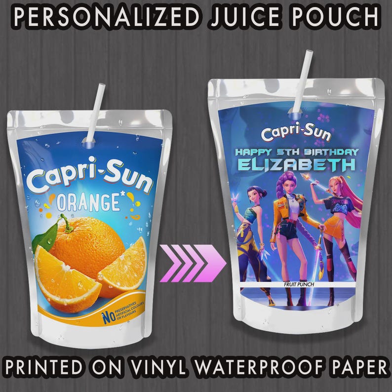 Personalized Kpop Demon Hunters Capri Sun Juice Pouch Labels Party ...