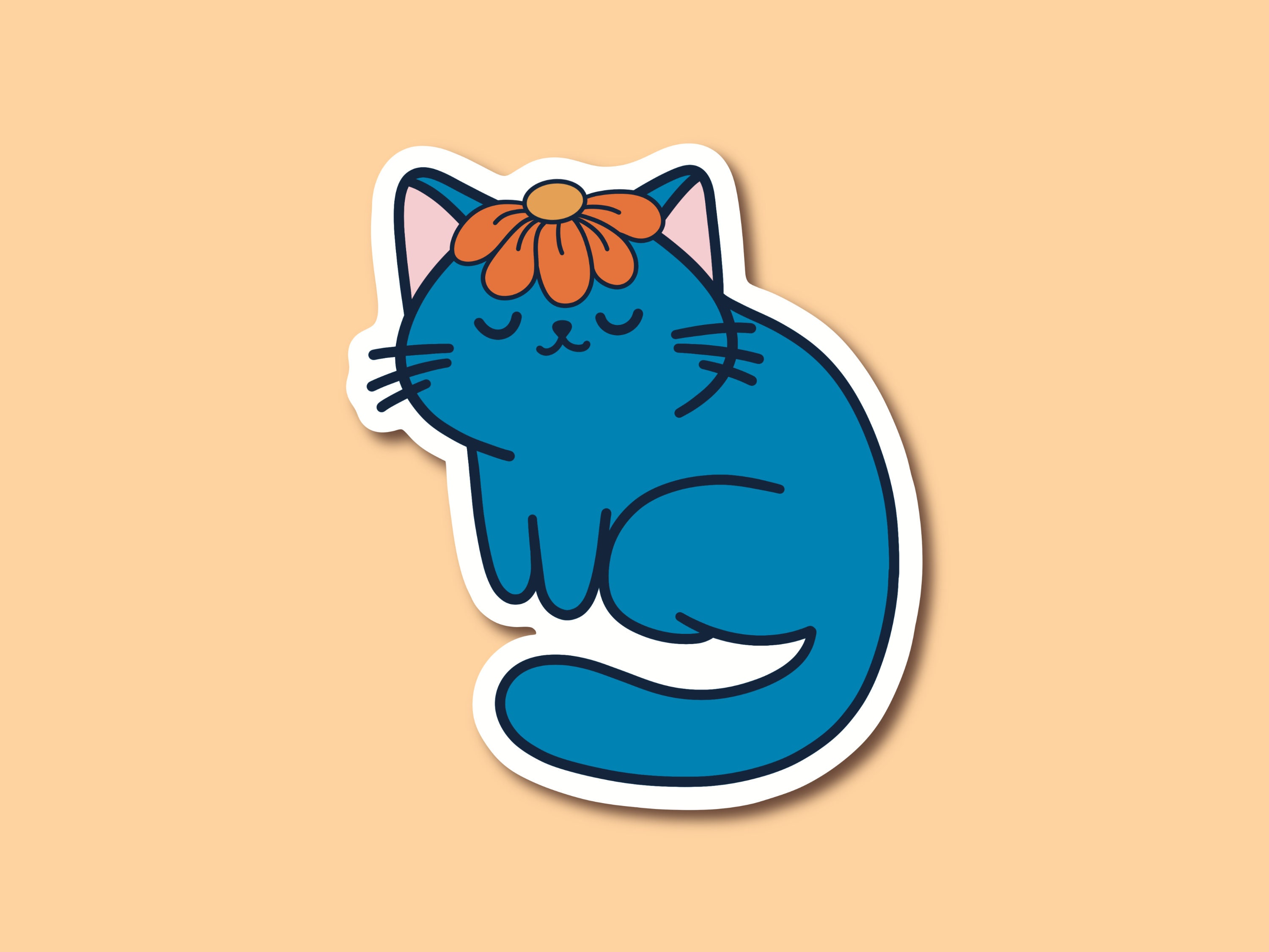 Sleepy Cat Sticker Vinyl Decal - Etsy