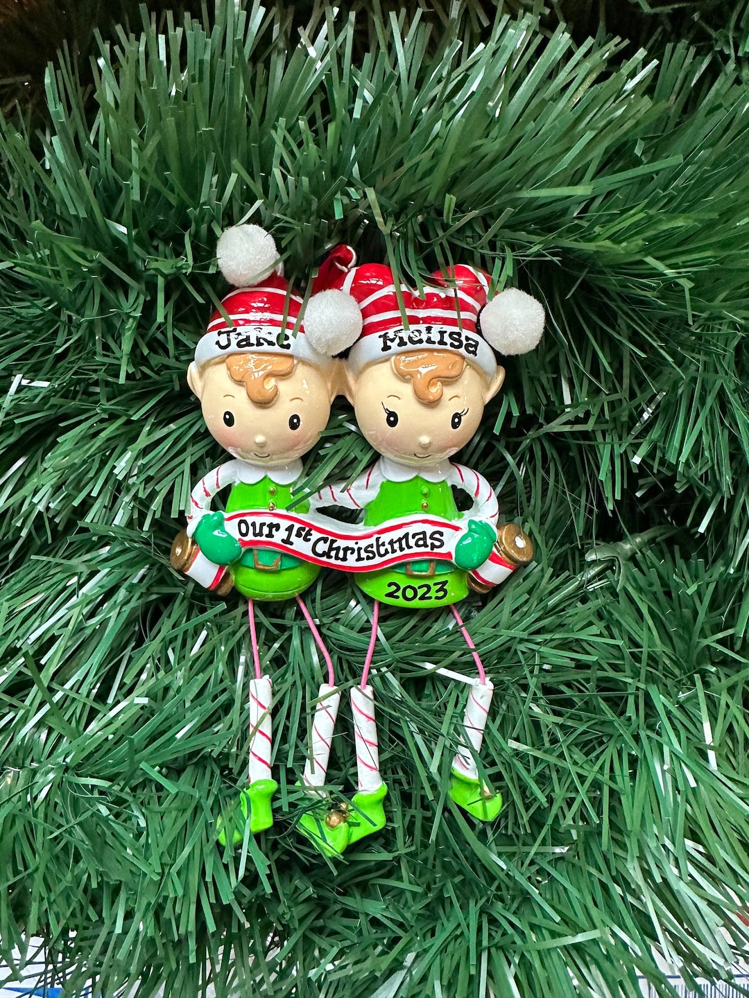 2 Santas Elves With Dangling Legs-family of Two-personalized Christmas ...