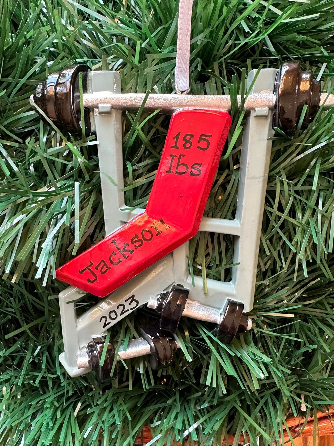 Weight Lifting Bar Bell Weight Lifter Personalized Christmas Ornament ...