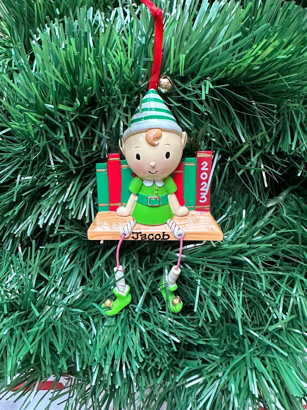 Elf With Dangling Legs - Reading Books-on a Shelf-personalized ...