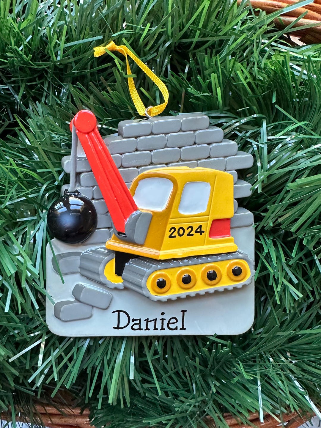 Yellow Crane With Wrecking Ball- Construction Worker - Demolition Squad ...