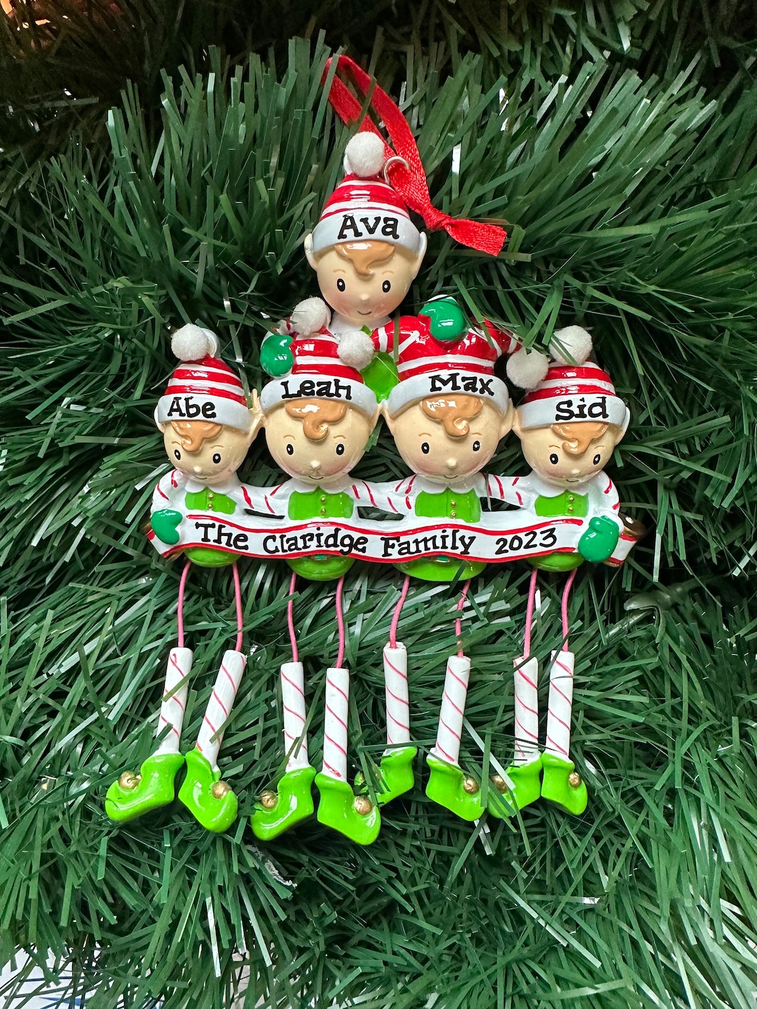 5 Santa's Elves -family of Five-personalized Christmas Ornament ...