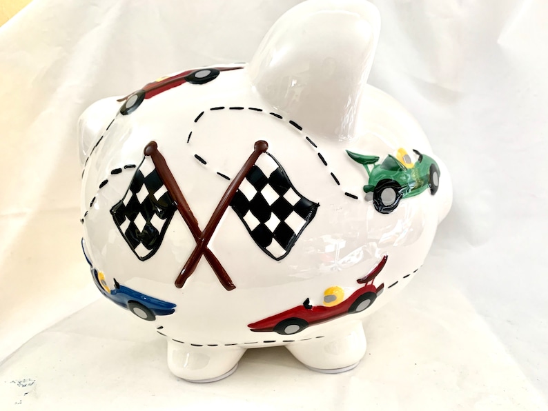 Personalized Large Piggy Bank Race Cars , Big Boys-baby's 1st Christmas ...