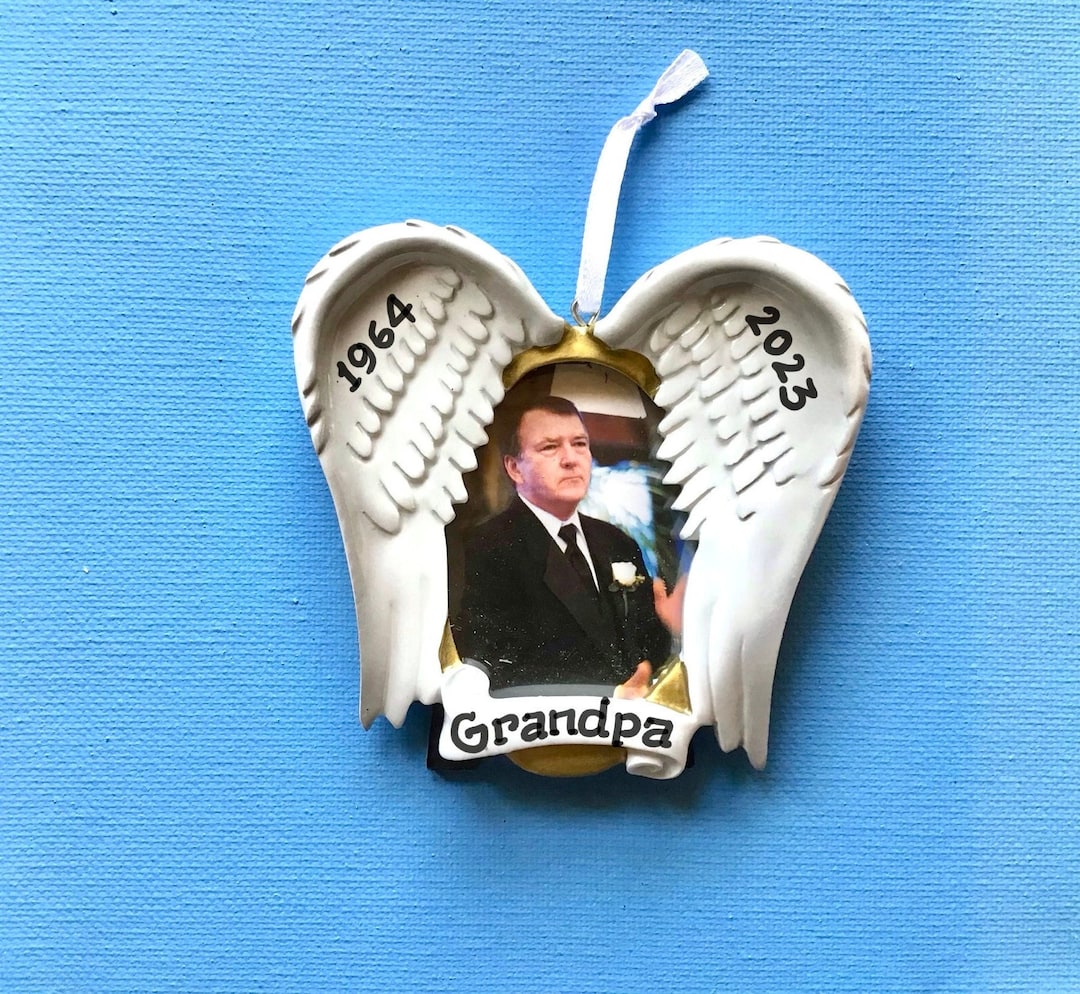 Angel Wings Picture Frame Personalized Christmas Ornament -in Memory of ...