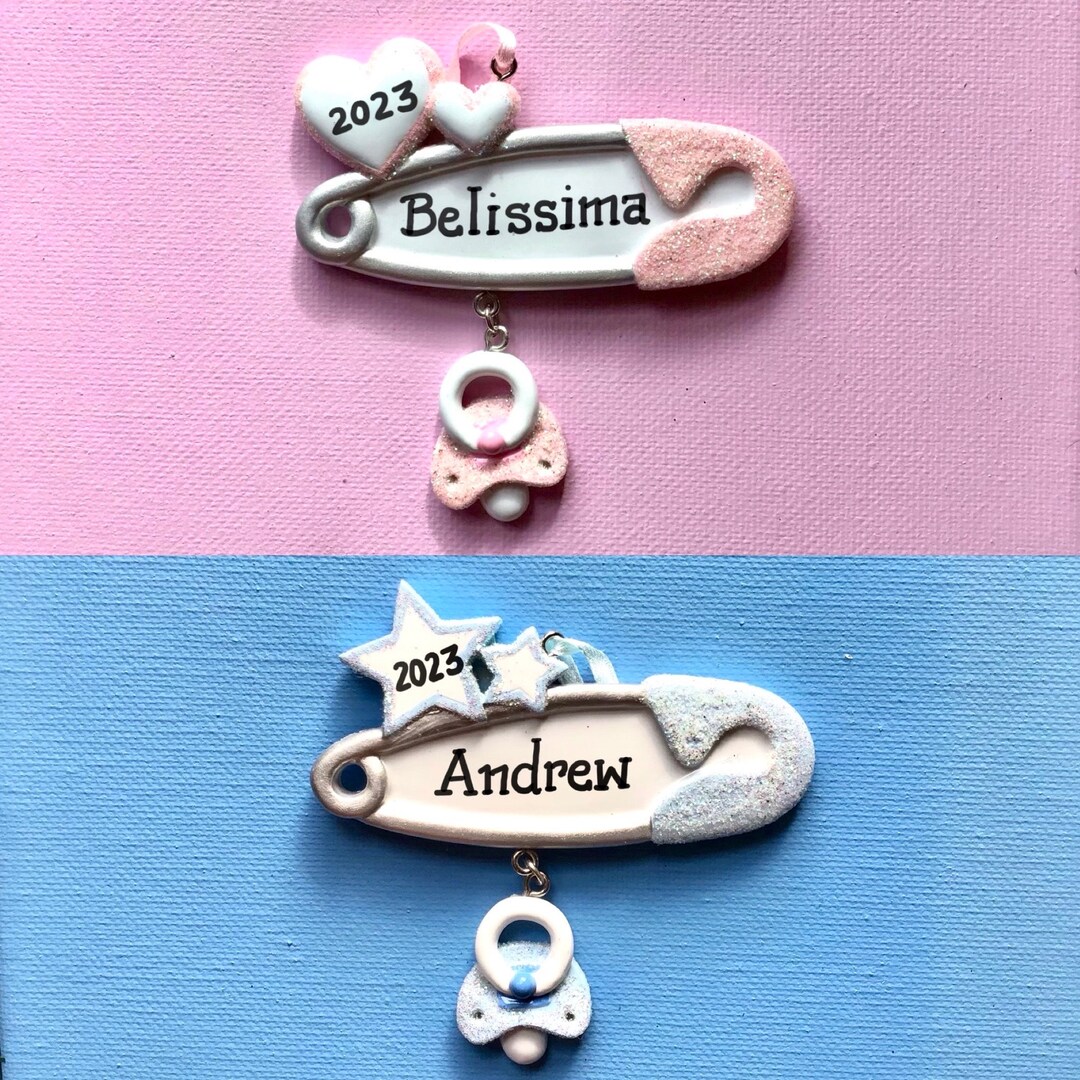 Blue Pink Clothes Pin Pacifier Baby Boy/girl Personalized Ornament ...