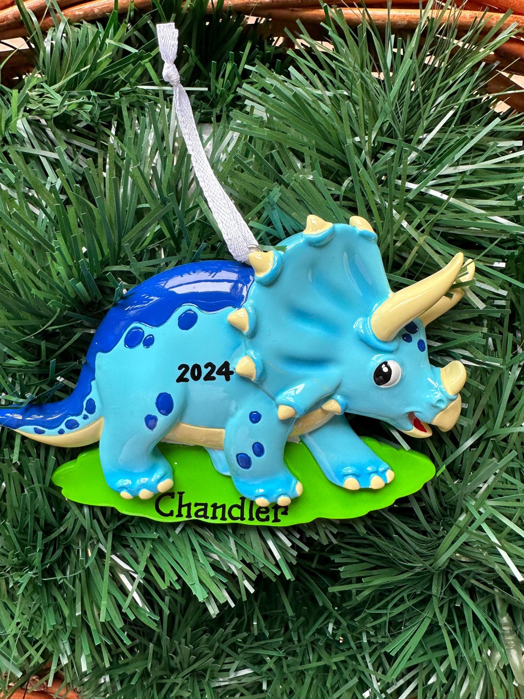 Blue Triceratops Dinosaur- Personalized Christmas Ornament - Etsy