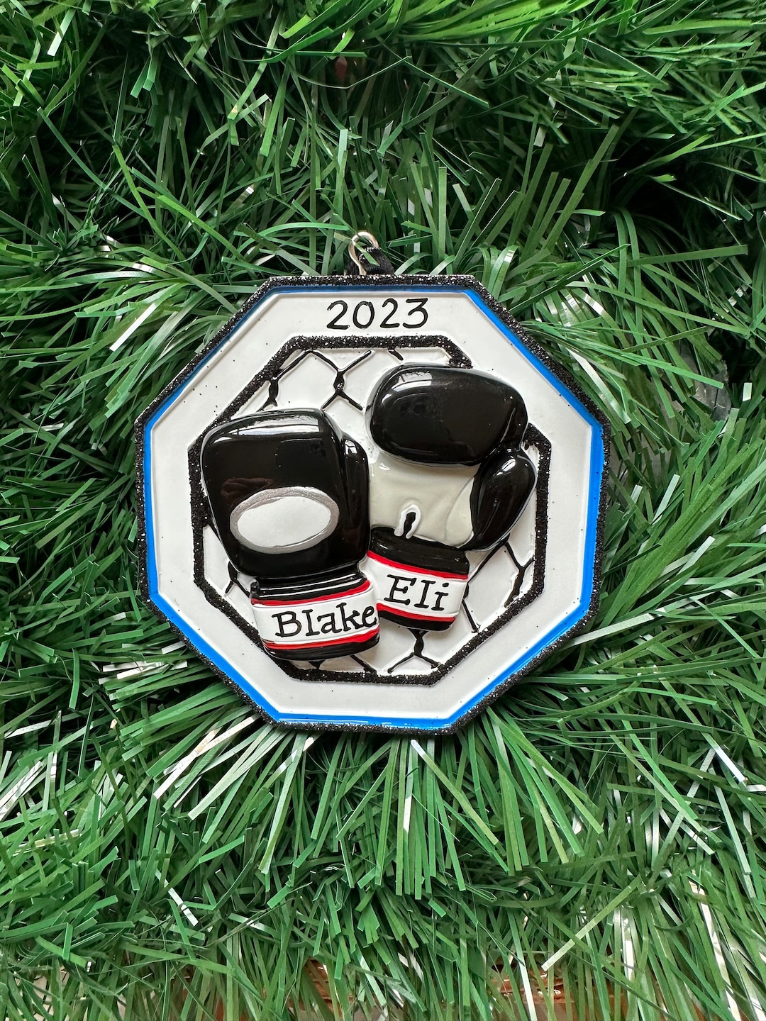 Black Boxing Gloves- Boxer - Personalized Christmas Ornament- Kick ...