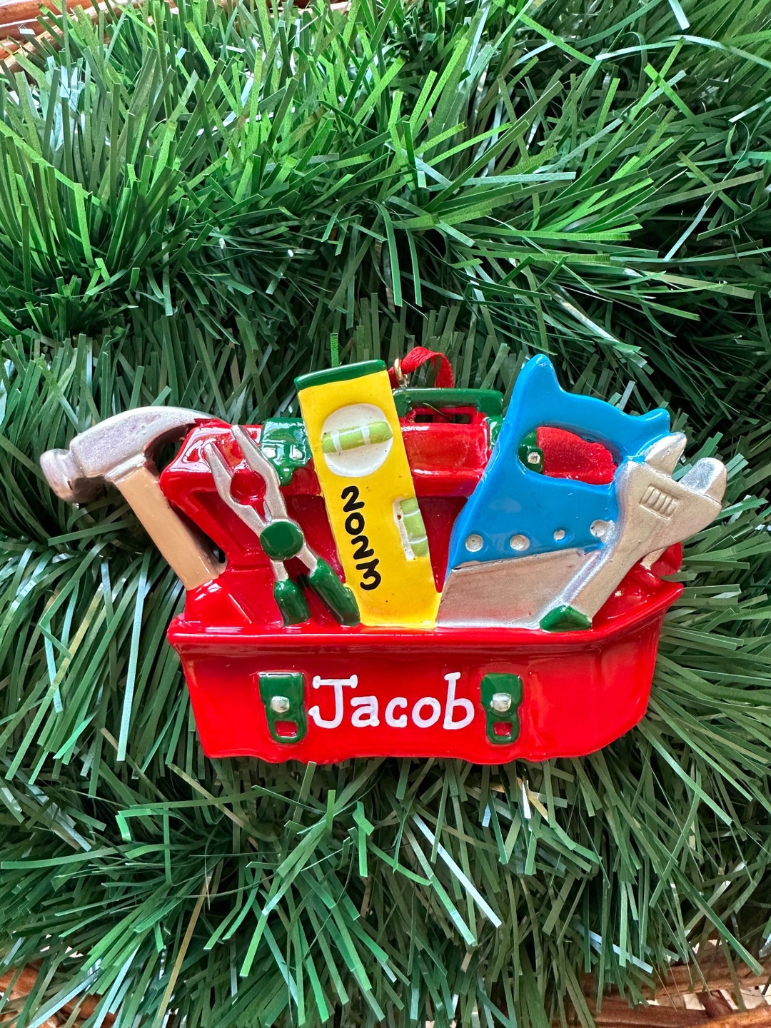 Red Handyman Toolbox -tool Set- Hammer, Saw- Pliers-measuring Tape ...