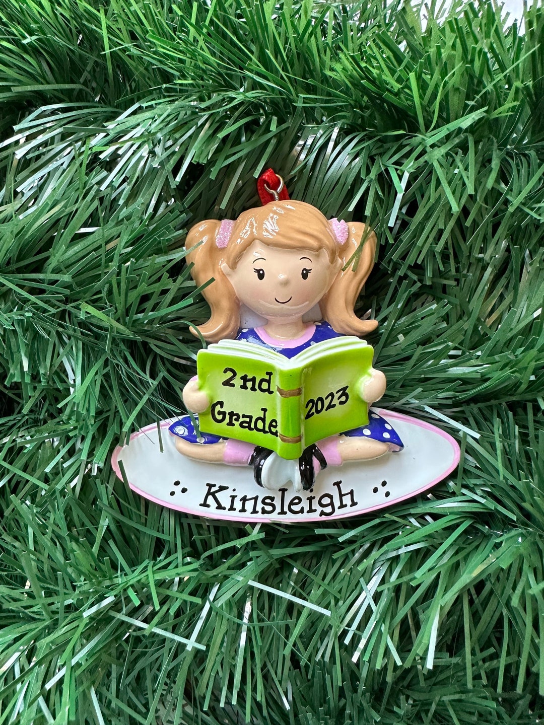 Girl Reading Book Personalized Christmas Ornament-prek Kindergarten ...