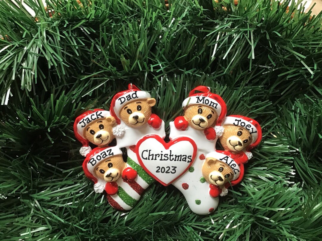 6 Brown Bears in Stockings-family of Six- Personalized Christmas ...