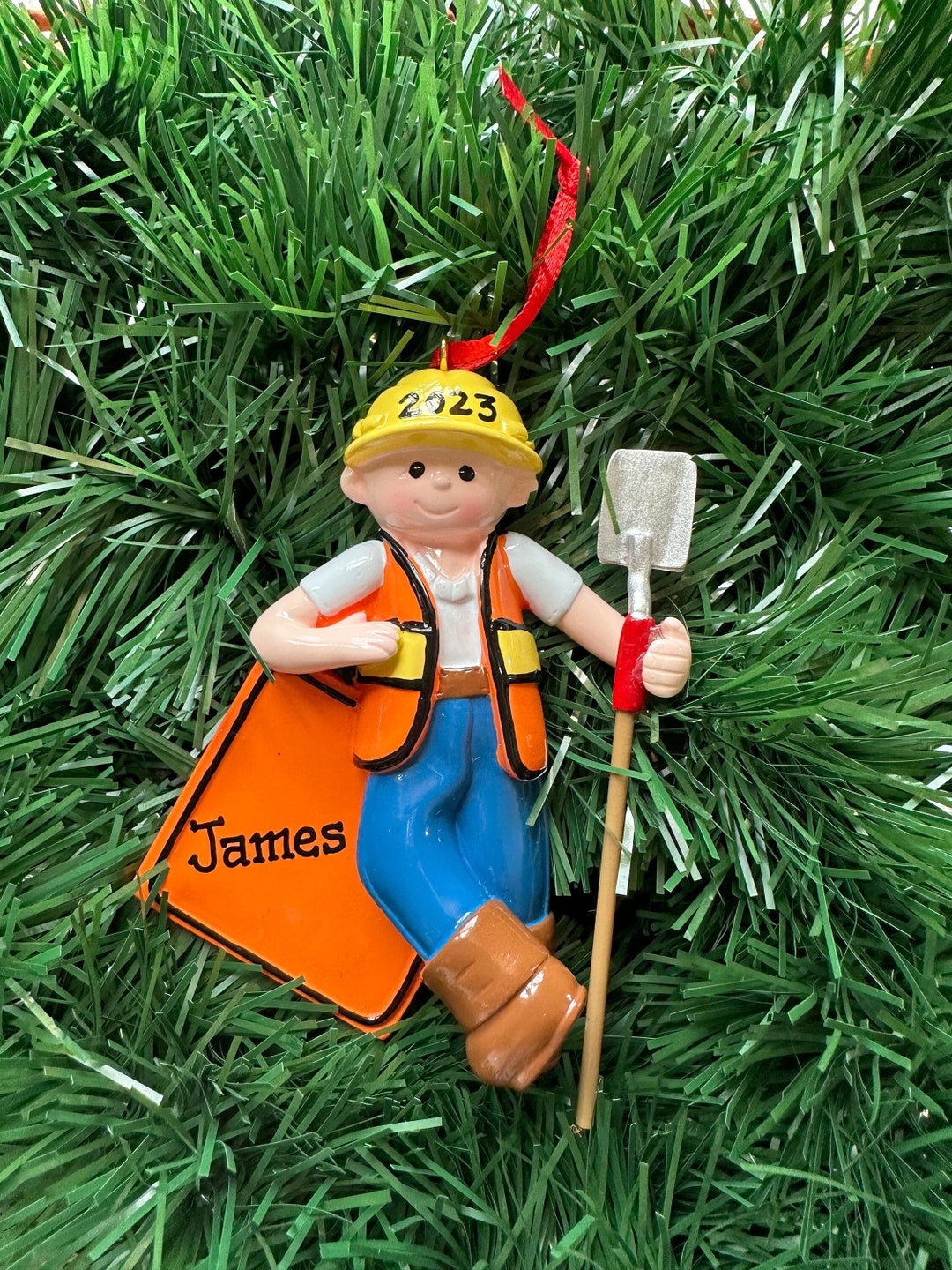 Construction Worker Shovel-vest-hard Hat-personalized Christmas ...