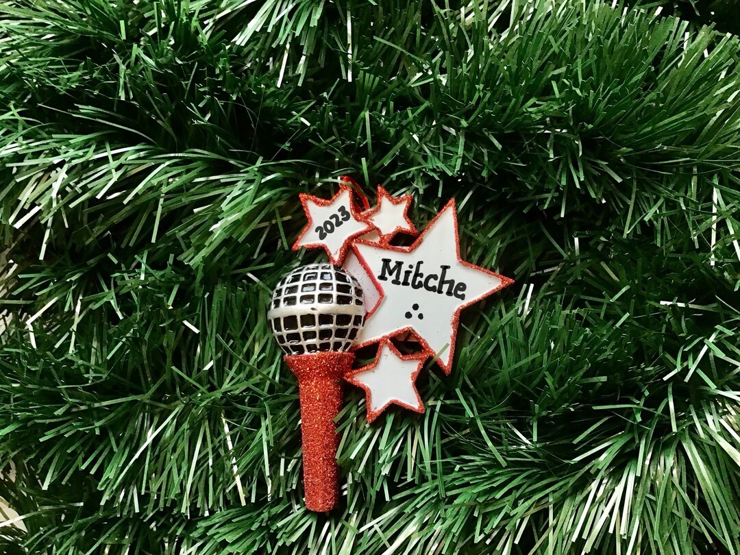 Red Microphone Karaoke Personalized Orchestra Christmas Ornament ...