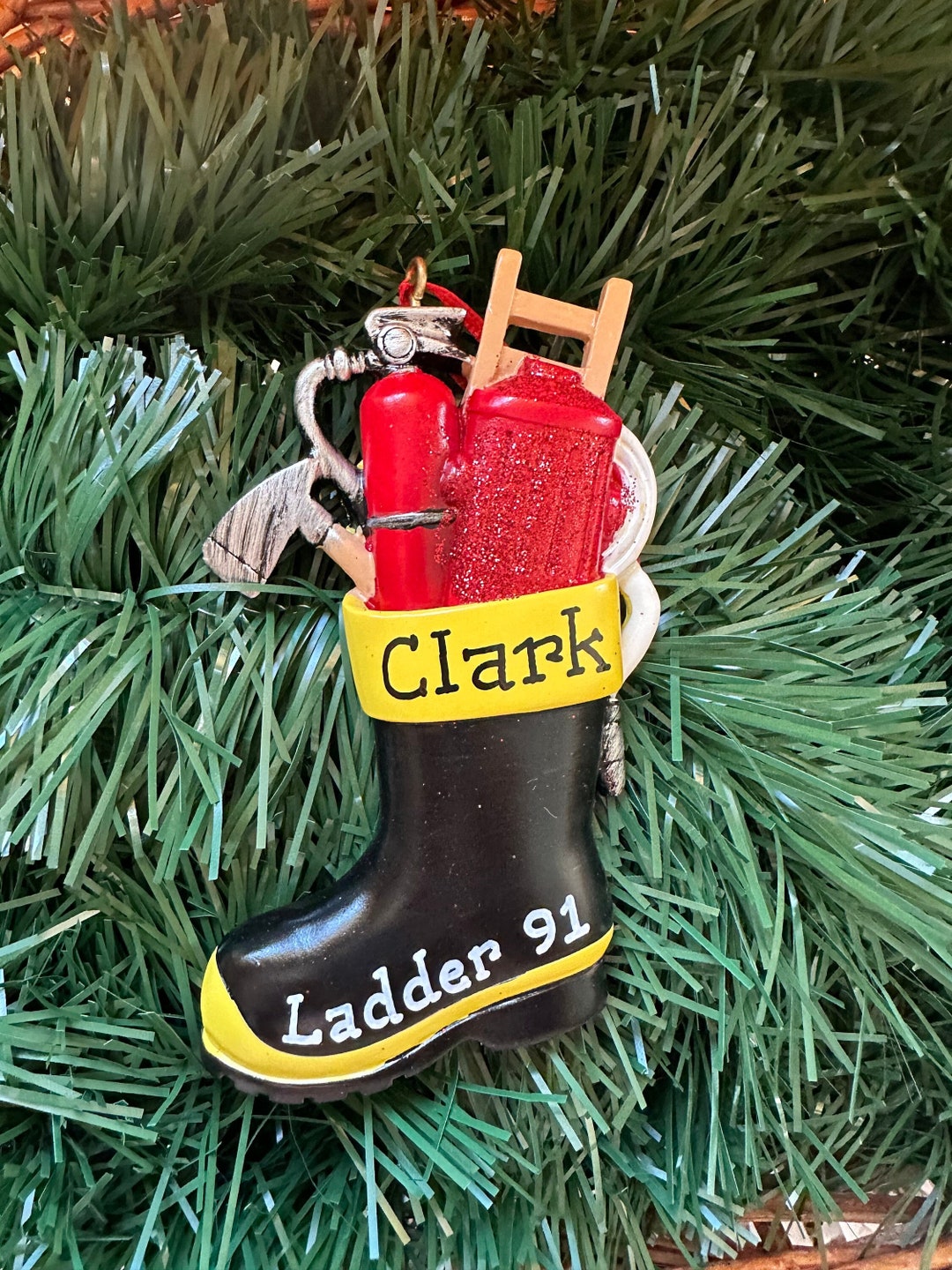 Black Fireman Boots- Personalized Christmas Ornament- Firefighter ...