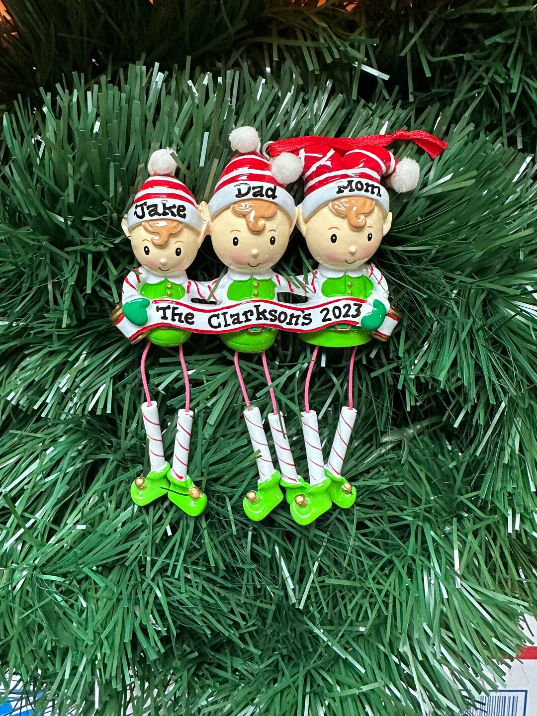 3 Santa's Elves With Dangling Legs-family of Three- Personalized ...