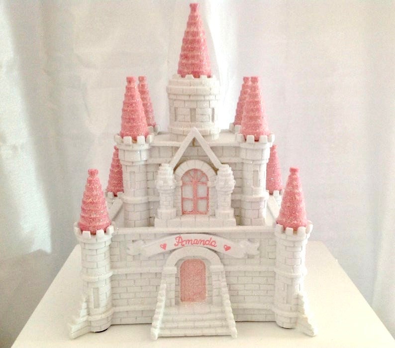 Princess Pink Castle Personalized Piggy Bank- Newborn Baby Girl, Baby ...