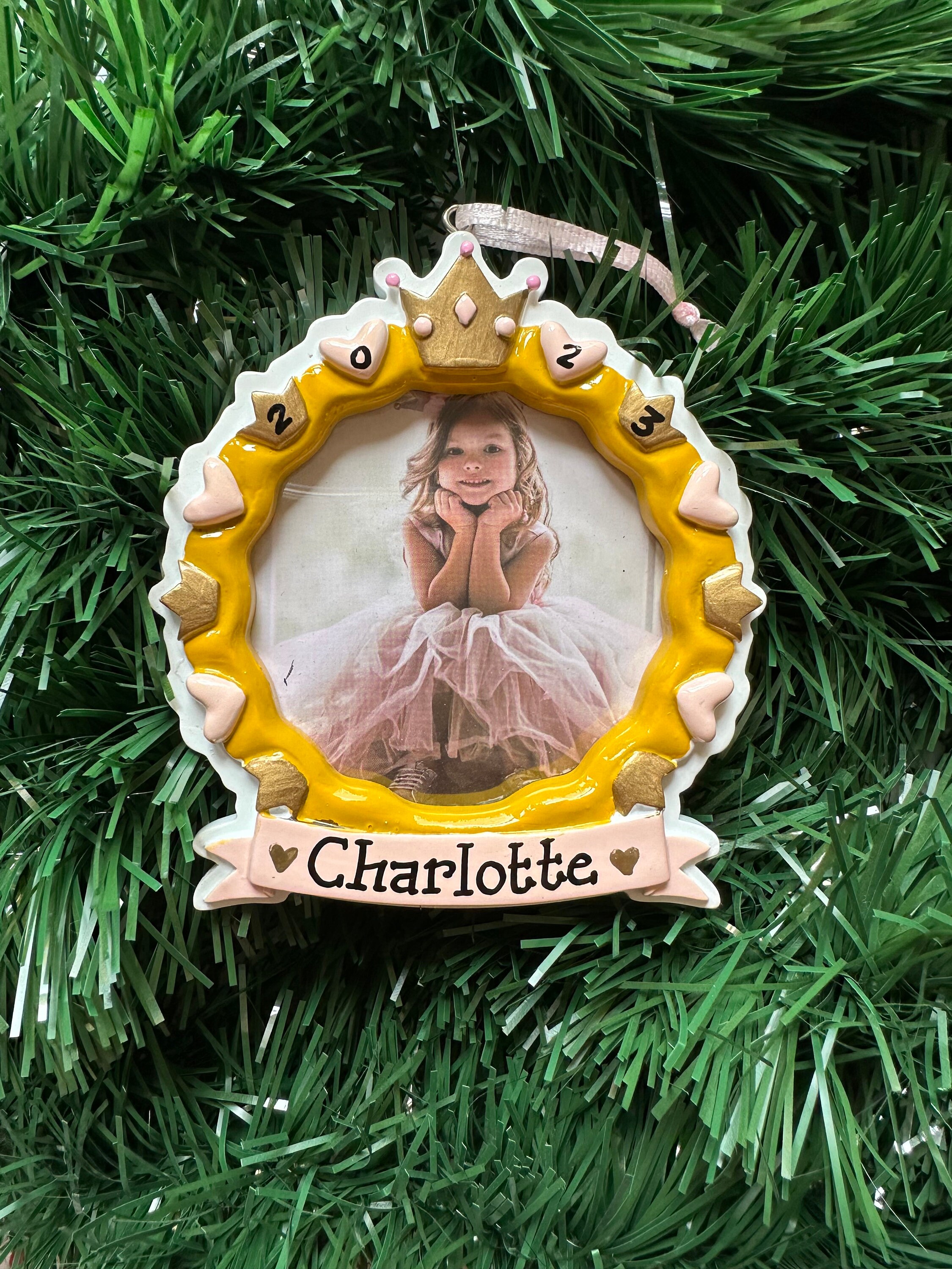 Pink Princess Crown Picture Frame Personalized Christmas Ornament ...