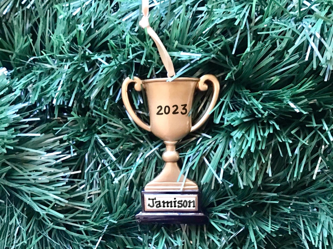 Trophy Winner Gold Trophy Personalized Christmas Ornament Football ...