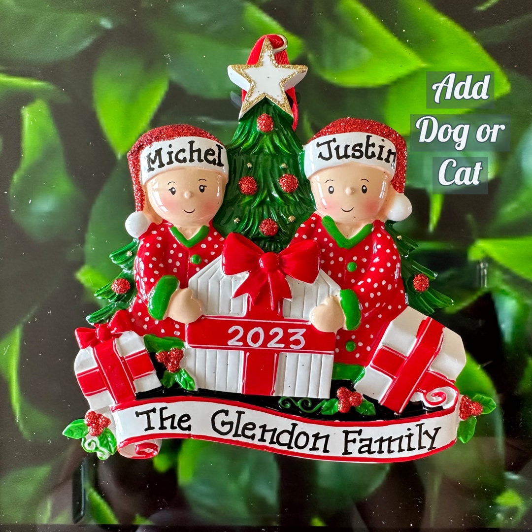 2 Person Pajama Party-family of Two-personalized Christmas Ornament-our ...