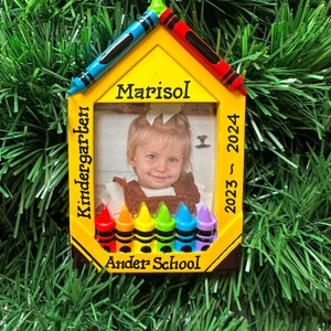Crayon Picture Frame School Grades Personalized Christmas Ornament-prek ...