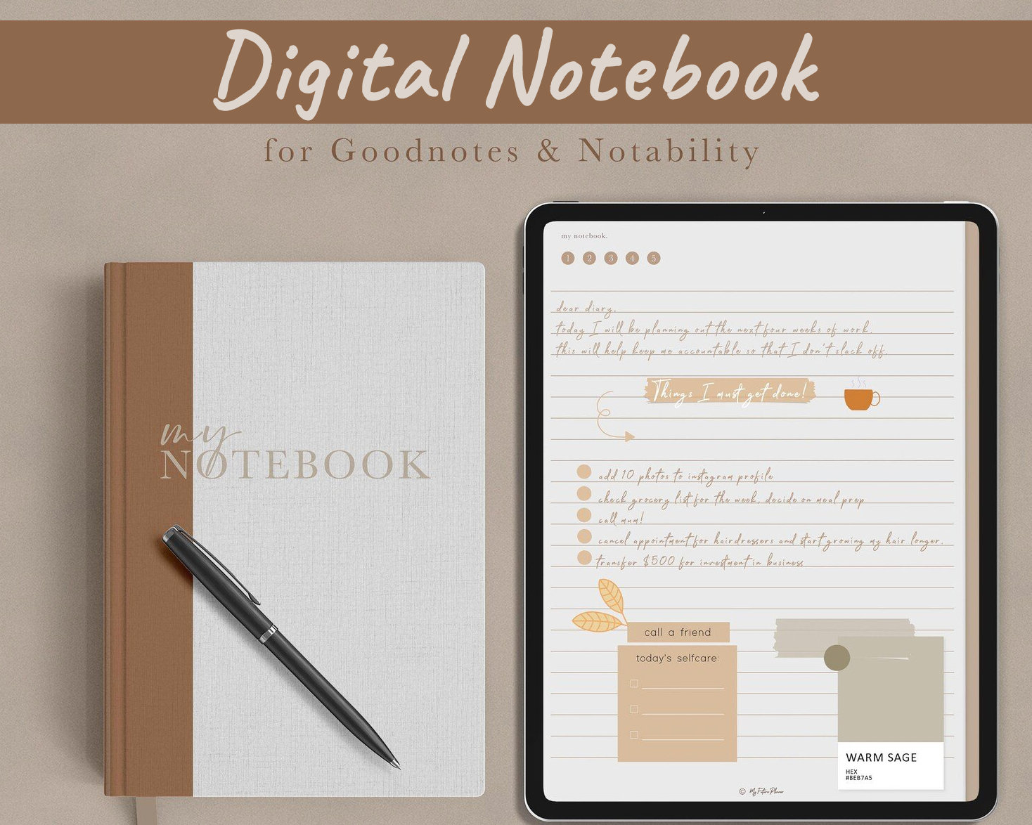 Minimalist Goodnotes Digital Notebook | Goodnotes Notebook With Tabs ...
