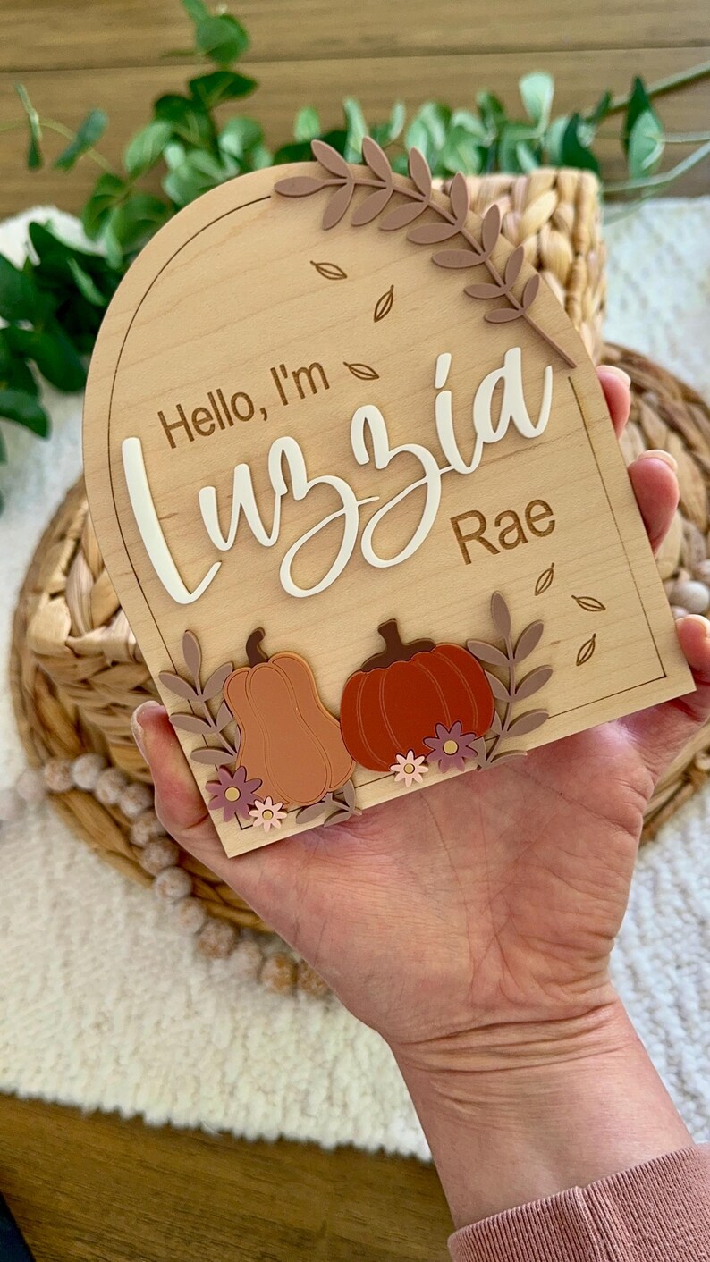 Pumpkin Name Announcement Sign for Baby Name Announcement for Hospital ...