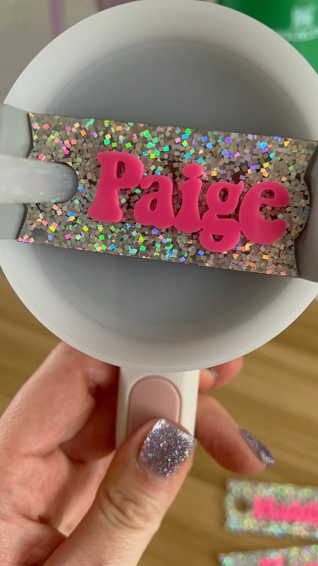 Sparkly Tumbler Topper | Sparkle Stanley Name Plate | Stanley Cup ...