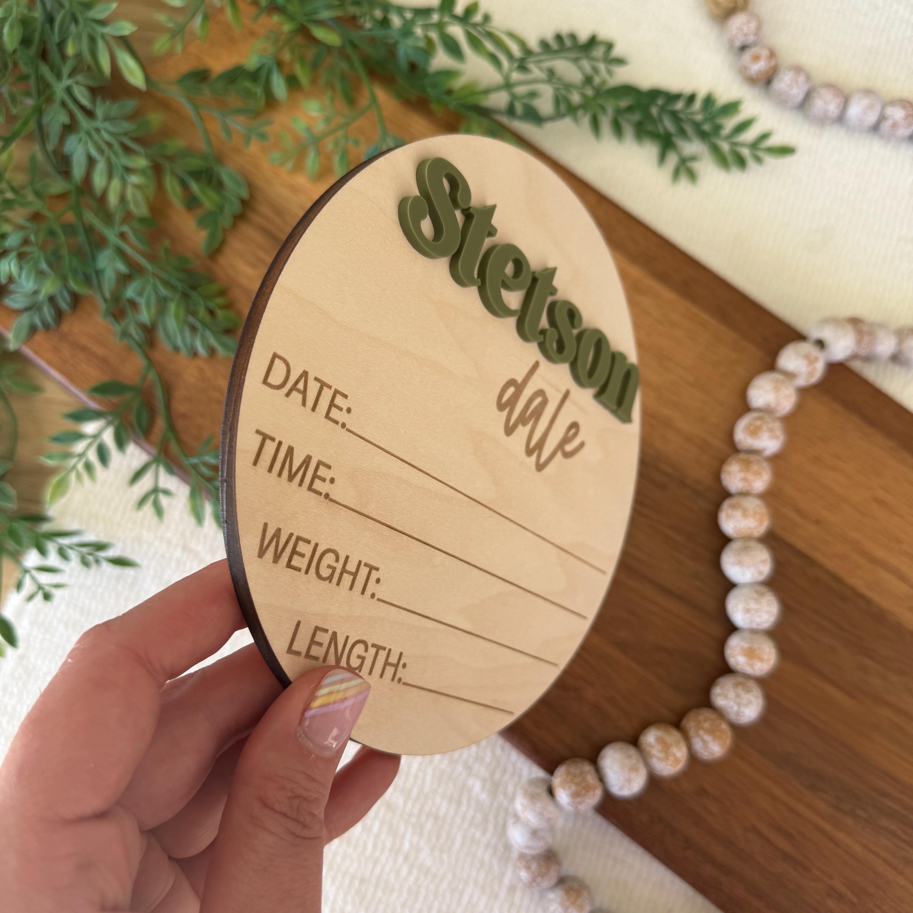 Round Birth Stat Sign for Birth Announcement Hospital Birth Stat Sign ...