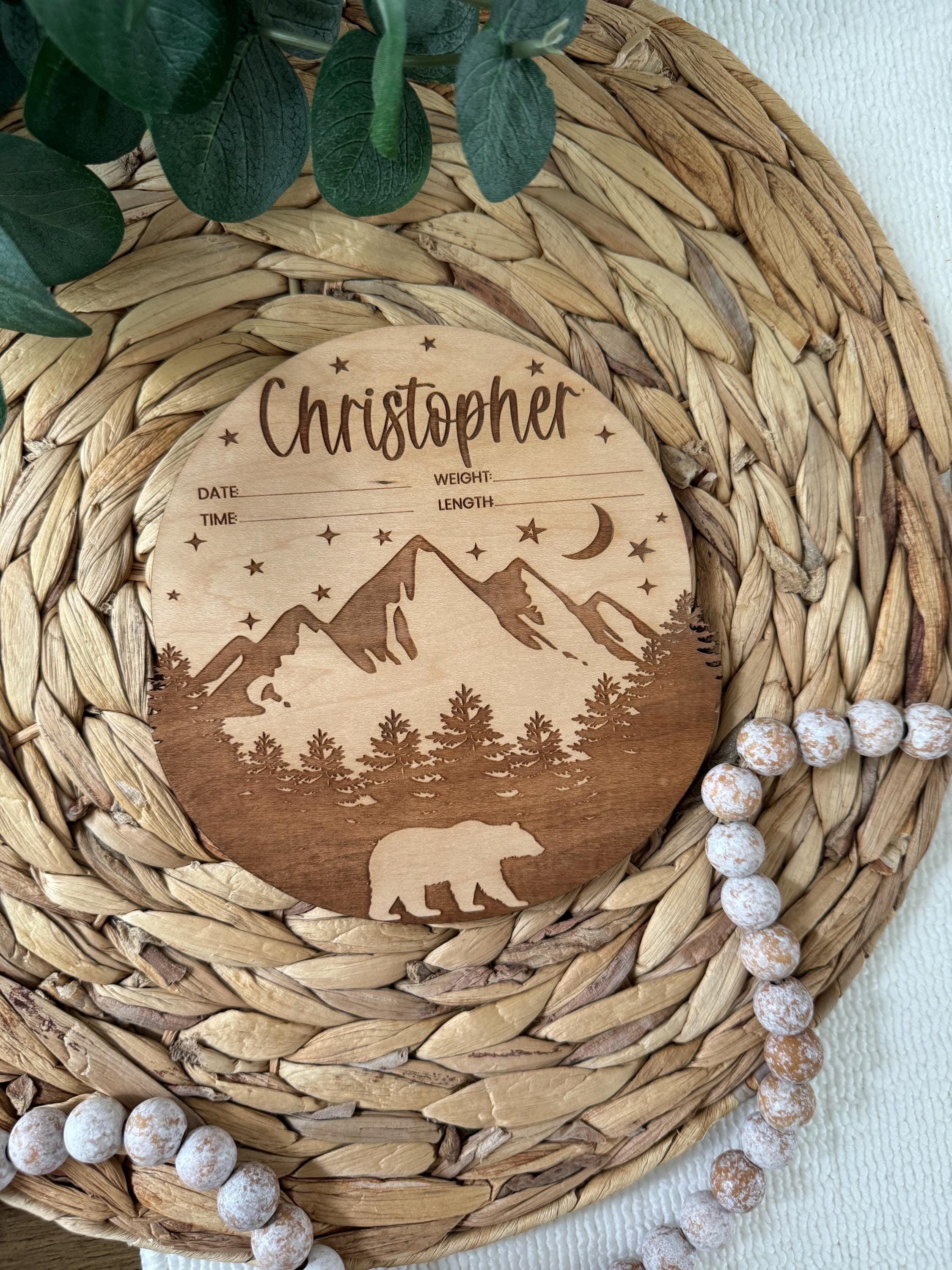 Mountain Birth Stat Sign for Baby Boy Birth Announcement Mountain Name ...