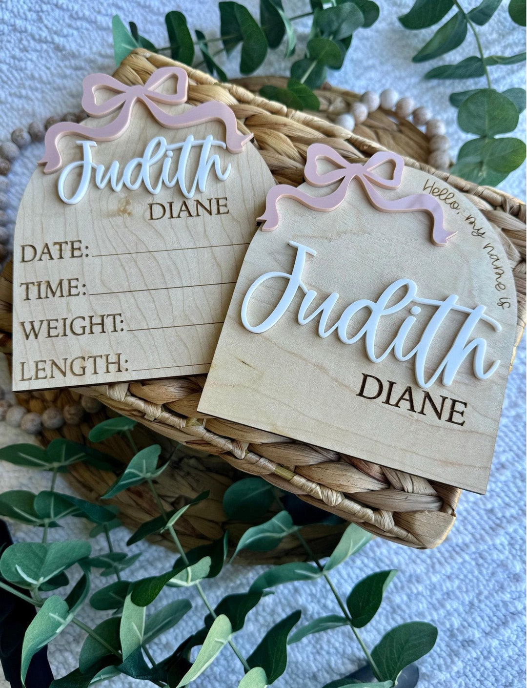 Bow Birth Announcement Sign for Baby Name Announcement for Hospital ...