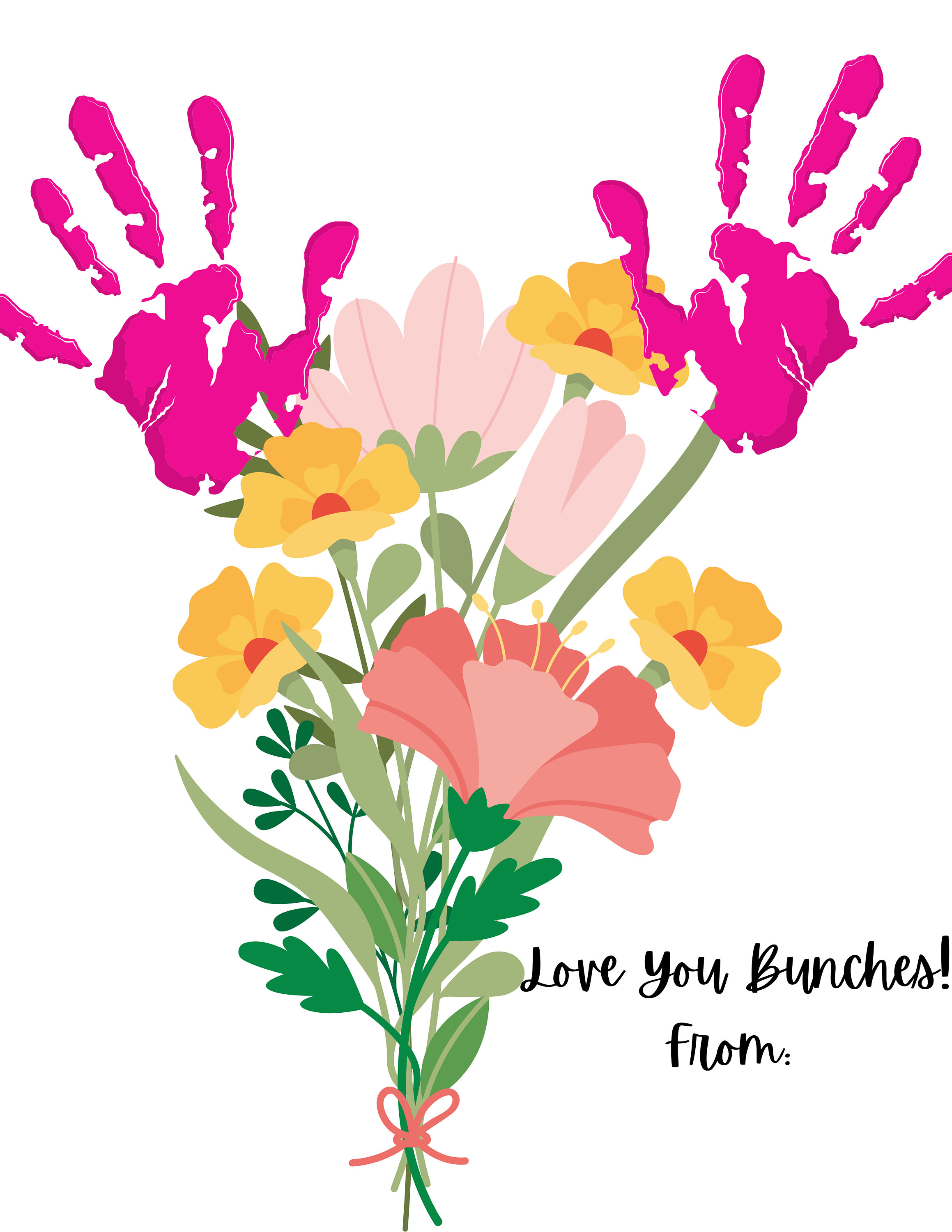 Flower Handprint Craft for Mother's Day. Gift From Kids. DIY ...