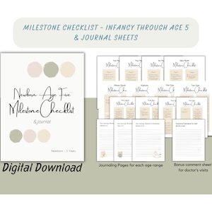 Milestone Checklist and Journal | Newborn Through Age 5 | Baby Keepsake ...
