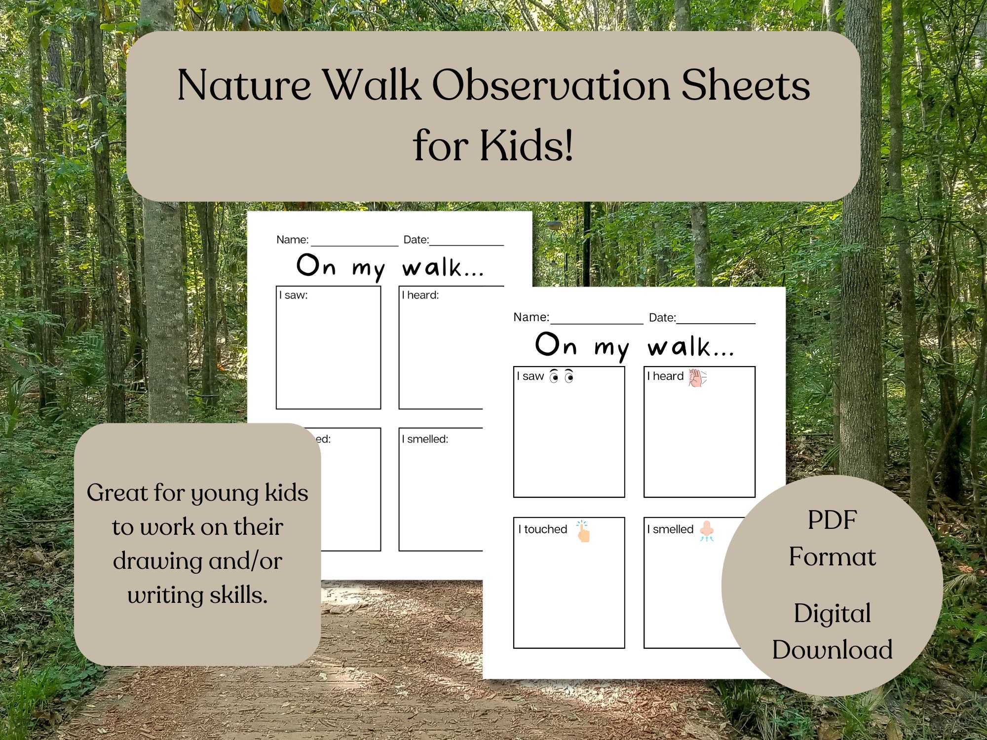 Nature Walk Observation Sheets for Kids - Outdoor Activities - Nature ...