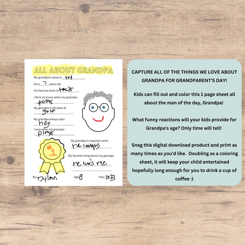 All About Grandpa & Grandma | Grandparent's Day Gift From Kids ...