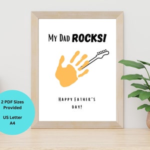 Father's Day Handprint Activity- Printable Gift for Dad, My Dad Rocks ...