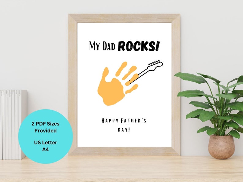 Father's Day Handprint Activity Printable Gift for Dad, My Dad Rocks ...